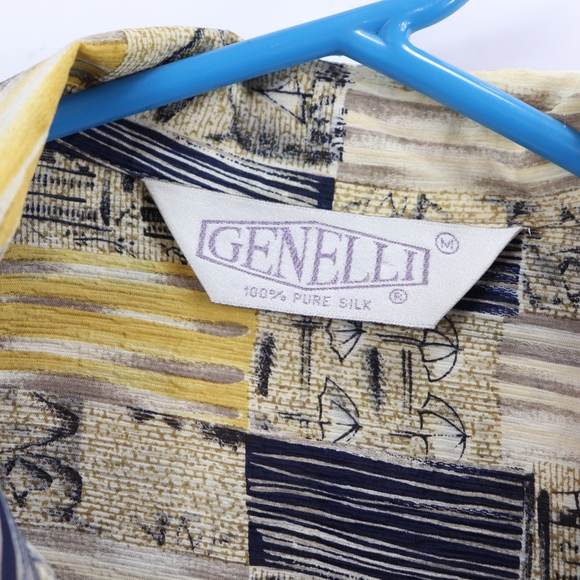 Genelli | Shirts | 9s Genelli Mens Medium Button Silk Shirt Yellow ...